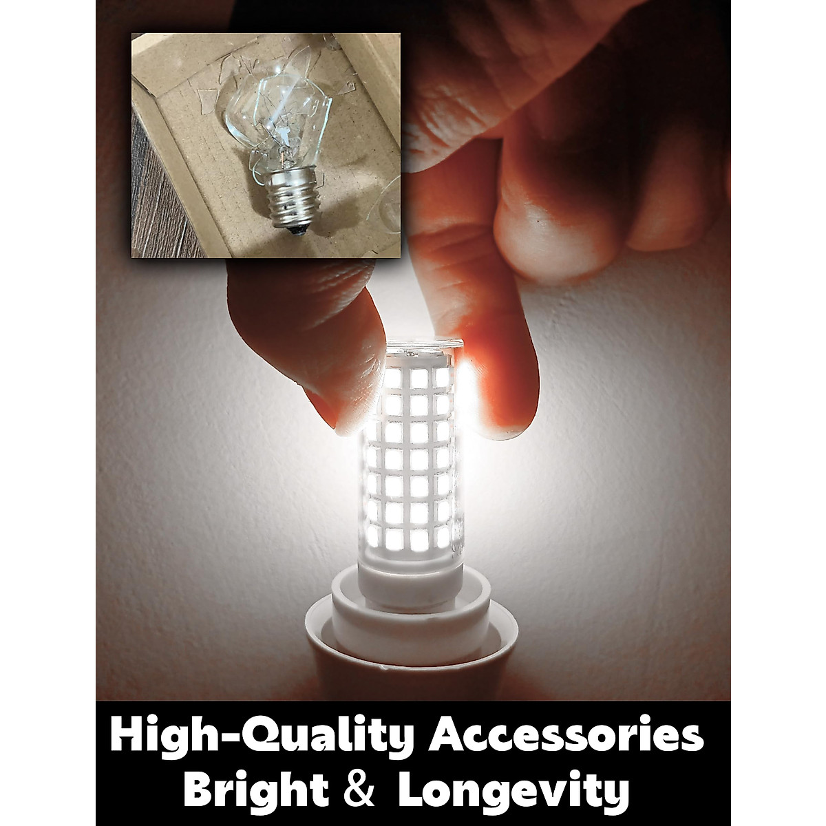 Xyanmc Fridge Freezer Light Bulb Replacement E17 LED Appliance Bulb 5W Equivalent 60W 5000K Daylight 650LM, E17 Intermediate Base Fridge Bulbs KEI D28M KEI D28A KEL2811 5304517886 Refrigerator 2PACK