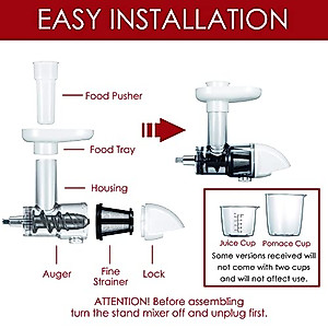 Masticating Juicer Attachment for KitchenAid All Models Stand Mixers, Masticating Juicer, Slow Juicer Attachment for KitchenAid All Models Stand Mixers, White(Machine/Mixer Not Included)