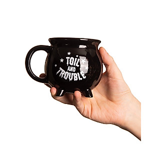 Double Double Toil and Trouble Cauldron Ceramic Coffee Mugs - 2 Pack - 15oz Halloween Mug