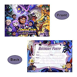 BOYKIM 16pcs The Owl House Birthday Invitations Cards, The Owl House Birthday Party Supplies for Kids Party Decorations