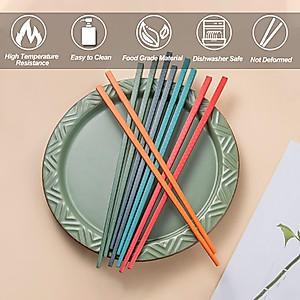 5 Pairs Fiberglass Chopsticks, Slivek Reusable Premium Japanese Chinese Korean Chopsticks Dishwasher Safe, Non-slip, Lightweight, 9.5 inches - Colorful