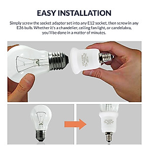 Newhouse Lighting Candelabra to Standard Light Bulb Socket Adapter, 5-Pack - A1226E-5, White