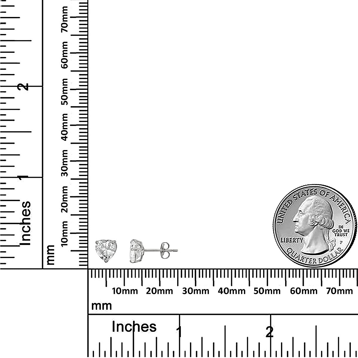 AVORA 10K White Gold 6mm Heart-shaped Simulated Diamond Cubic Zirconia (CZ) Stud Earrings