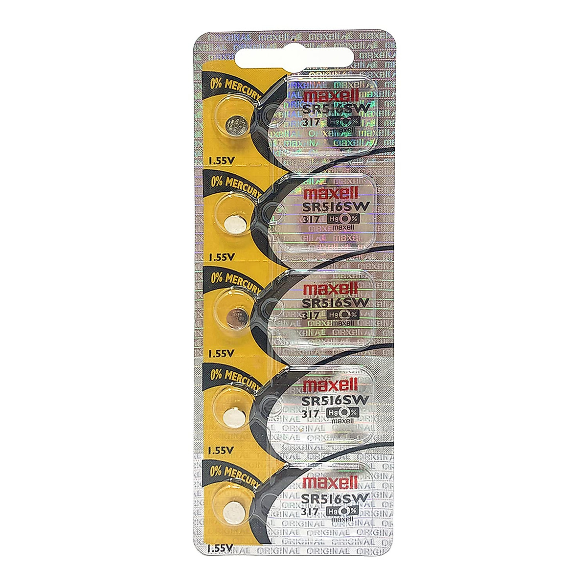 Maxell Watch Battery Button Cell SR516SW 317 Pack of 5 Batteries