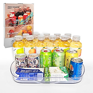 Lazy Susan Fridge Turntable Organizer for Refrigerator, 360°Rotating Fridge Organizer and Storage with Non-Slip Base and Raised Edge for Cabinet, Countertop, Table Top, Kitchen, Pantry