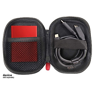 Alltravel case for External Solid State Drive Samsung T7, T7 Touch, T5, T3 Portable 250GB 500GB 1TB 2TB SSD USB 3.0 External Solid State Drives, Strong Compact Light Weight case, Mesh Pocket (Red)