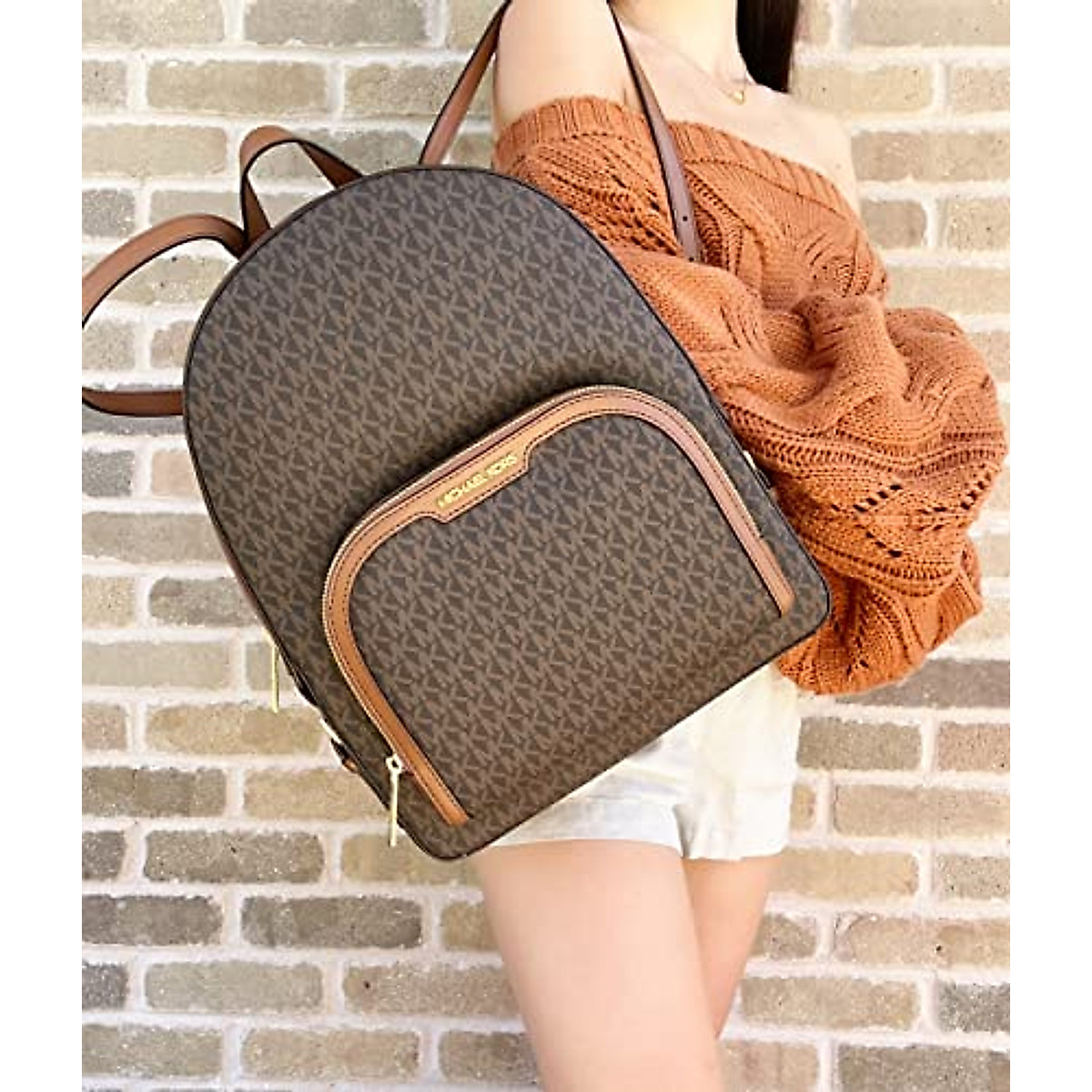 Michael Kors Jaycee Logo Backpack (Brown)