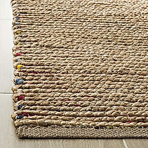 SAFAVIEH Cape Cod Collection 4' x 6' Natural/Multi CAP307B Handmade Boho Braided Stripe Jute Area Rug