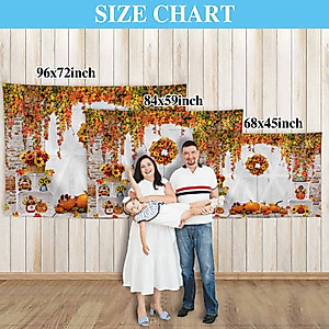 Allenjoy 84" x 59" White Autumn Barn Door Photo Backdrop Kids Pet Thanksgiving Photography Picture Fall Harvest Maple Leaves Pumpkin Baby Shower Party Supplies Decoration Banner Booth Prop Background