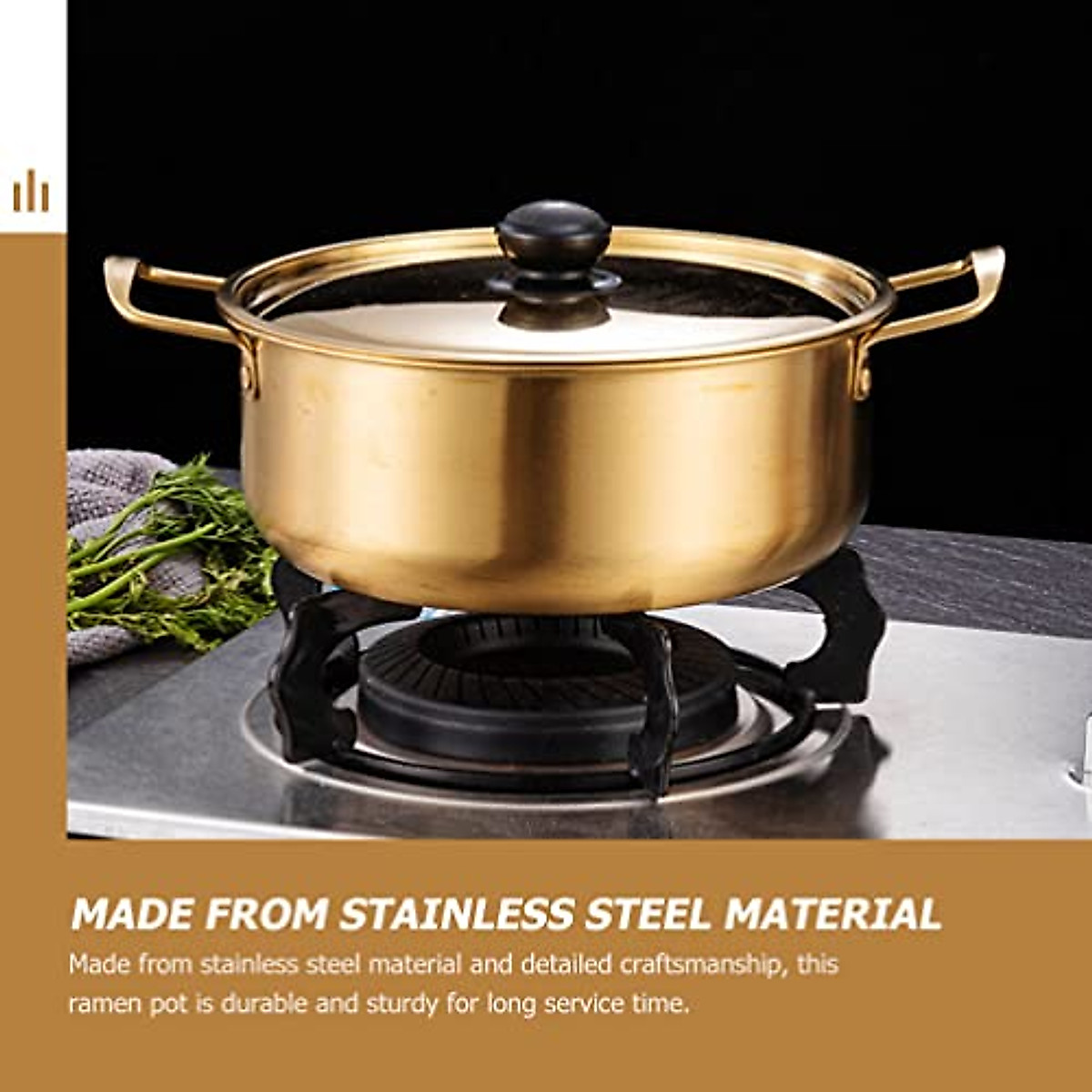 Luxshiny Pots Stainless Steel Gold Pot, Ramen Noodle Pot Korean Ramen Cooking Pot for Noodle Kitchen (18cm) Sauce Pan Sauce Pan Sauce Pan Sauce Pan Sauce Pan Sauce Pan Sauce Pan