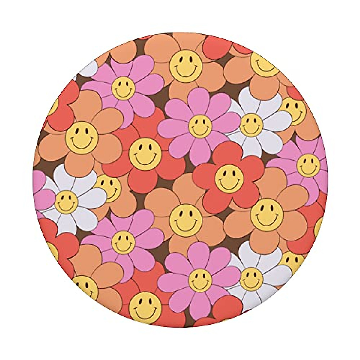 Yellow Smile Happy Face Flower Daisy Hippie 70s Aesthetic PopSockets Swappable PopGrip