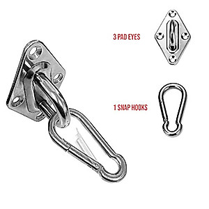 E&K Sunrise Sun Shade Sail Canopy Installation Complete Hardware Kit- for Triangle Sun Shade Sail Installation- 6 Inches, Stainless Steel, Super Heavy Duty Set of 1