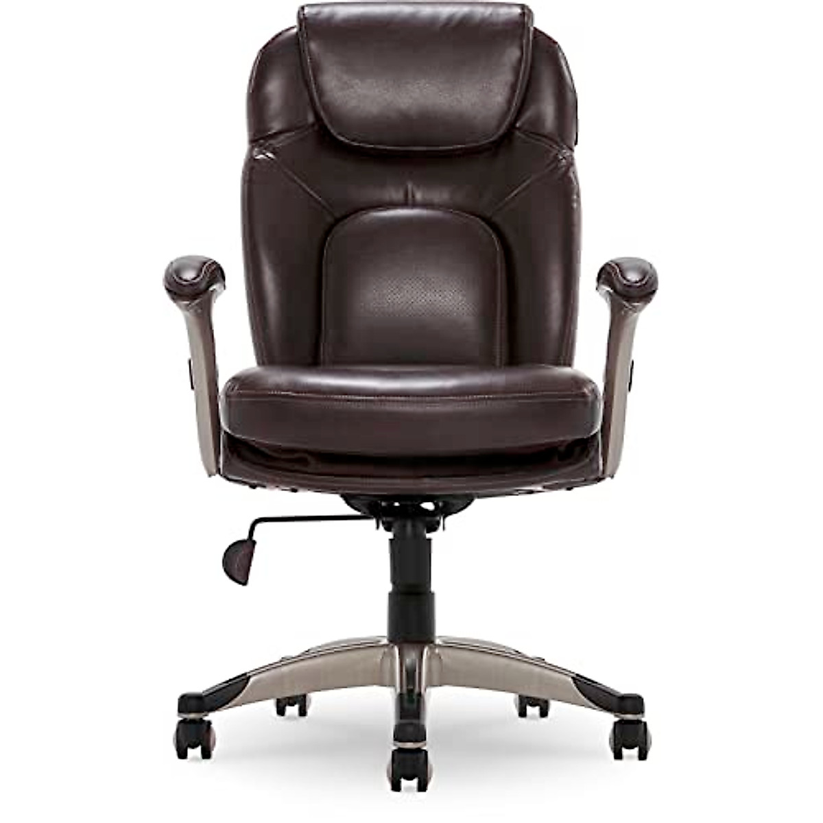 Serta Ergonomic Executive Office Chair Motion Technology Adjustable Mid Back Design with Lumbar Support, Brown Bonded Leather