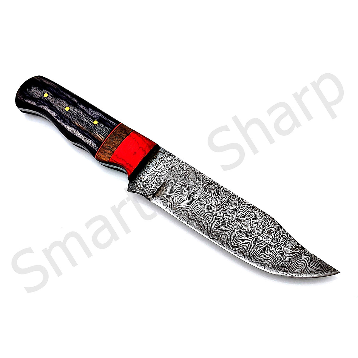 Smart & Sharp Custom Handmade Damascus Steel Hunting Knife/Skinning Knife AA-17284 (Black Wood)