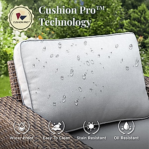 MIXPATIO 6 Pieces Patio Furniture Set, Outdoor Wicker Rattan Sofa Couch with 5.5" Thick Comfy Cushions, Wide Armrests Swivel Rocker Chairs and Coffe Table, High Back Conversation Set Garden Backyard