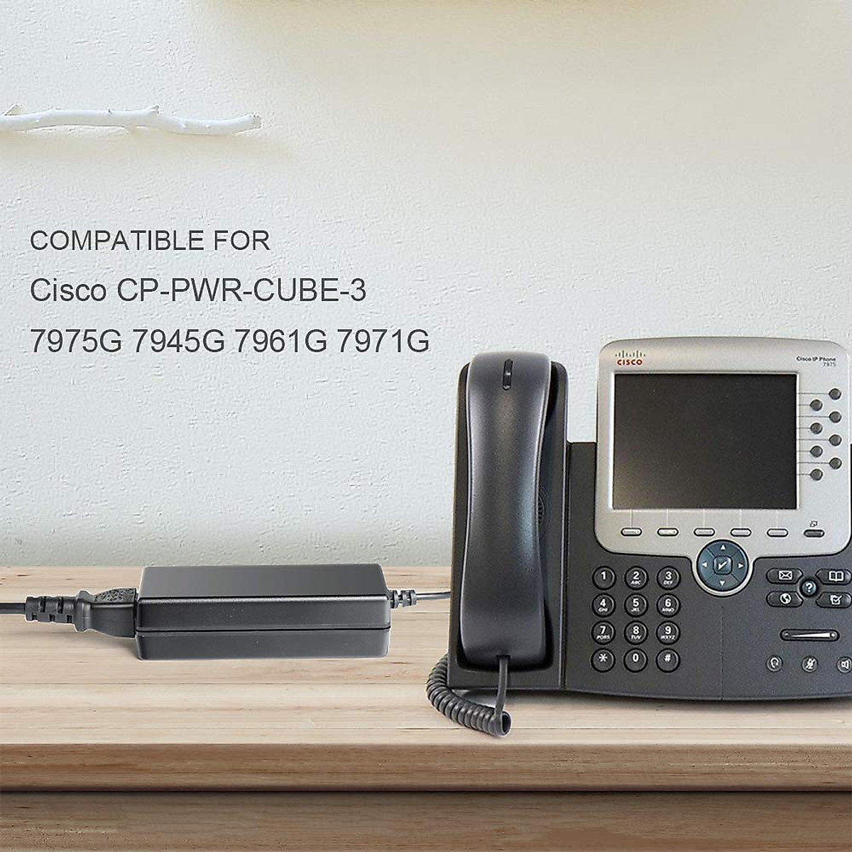 KFD 48V 0.75A AC Adapter Charger Compatible with Cisco CP-PWR-Cube-3 7975G 7945G 7961G 7971G Power Cube Adapter Replacement for Cisco 7900 7800 and 6900 Series IP Phone Power Supply Cord US Plug Cable