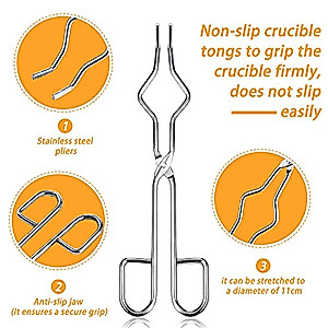 7 Pieces Graphite Torch Melting Casting Kit, Including 2 Graphite Crucible Stir Stick, Graphite Casting Mould 5-in-1 Graphite Casting Ingot Mould, Quartz Crucible, Cylindrical Graphite, Tong for Melt