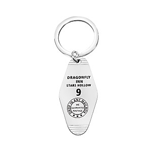 FOTAP Dragonfly Inn Key Tag Gilmore TV Show Gift Hand Stamp Keychain for Gilmore Fans (Dragonfly Inn)