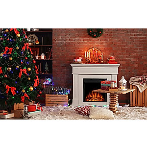 Xbeauty 44" Electric Fireplace with Mantel Package Freestanding Fireplace Heater Corner Firebox with Log & Remote Control,750-1500W,(White)