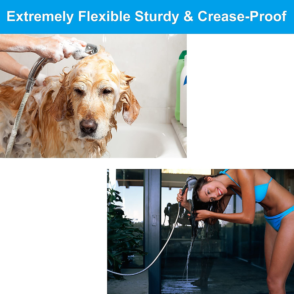 Hibbent All Metal Extra Long Shower Hose 119 inch(9.8 foot) Bathroom Handheld Shower Head Hose 3 meters Extension Replacement Part with Brass Fittings Made of Stainless Steel -Polished Chrome Finish