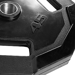 CAP Barbell 12-Sided Rubber Olympic Grip Weight Plates, Black, Single, 45 Pound