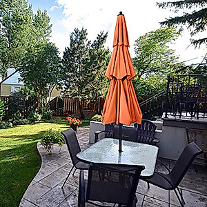 ABCCANOPY Solar Led Patio Umbrellas 3-Tiers 9FT (Orange)