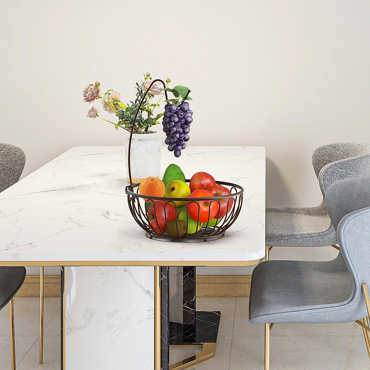 Deco Brothers Fruit Bowl with Banana Holder, Bronze