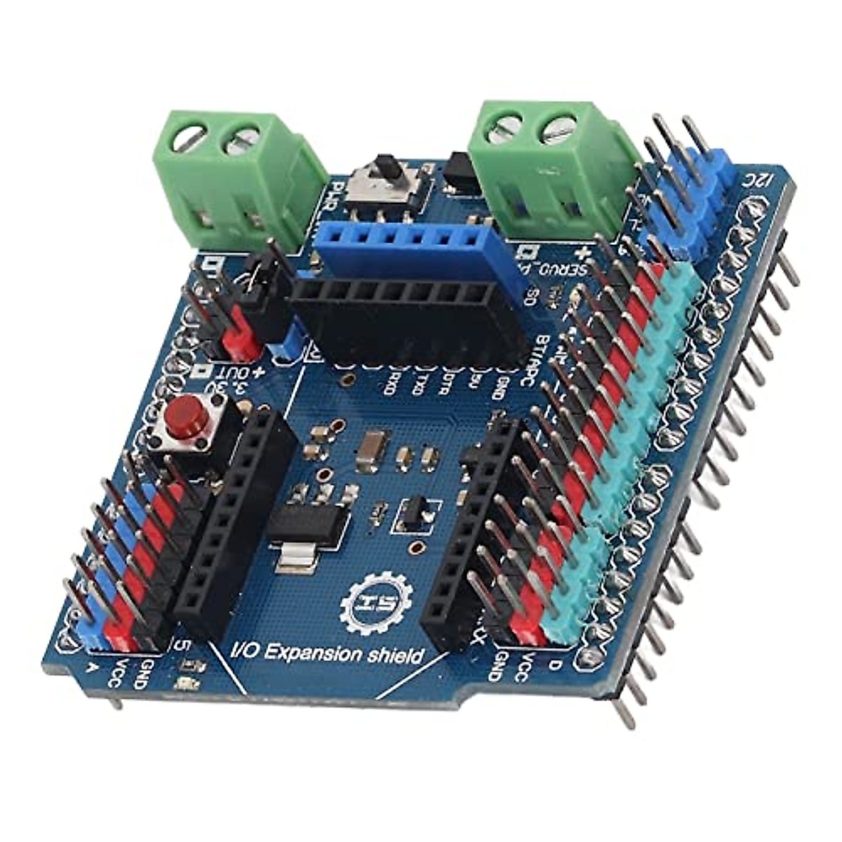 Sensor Expansion Board, 14 Digital 6 Analog Ports Practical 3P Sensor Expansion Module Communication Storage Interface Support External Power Supply for DIY