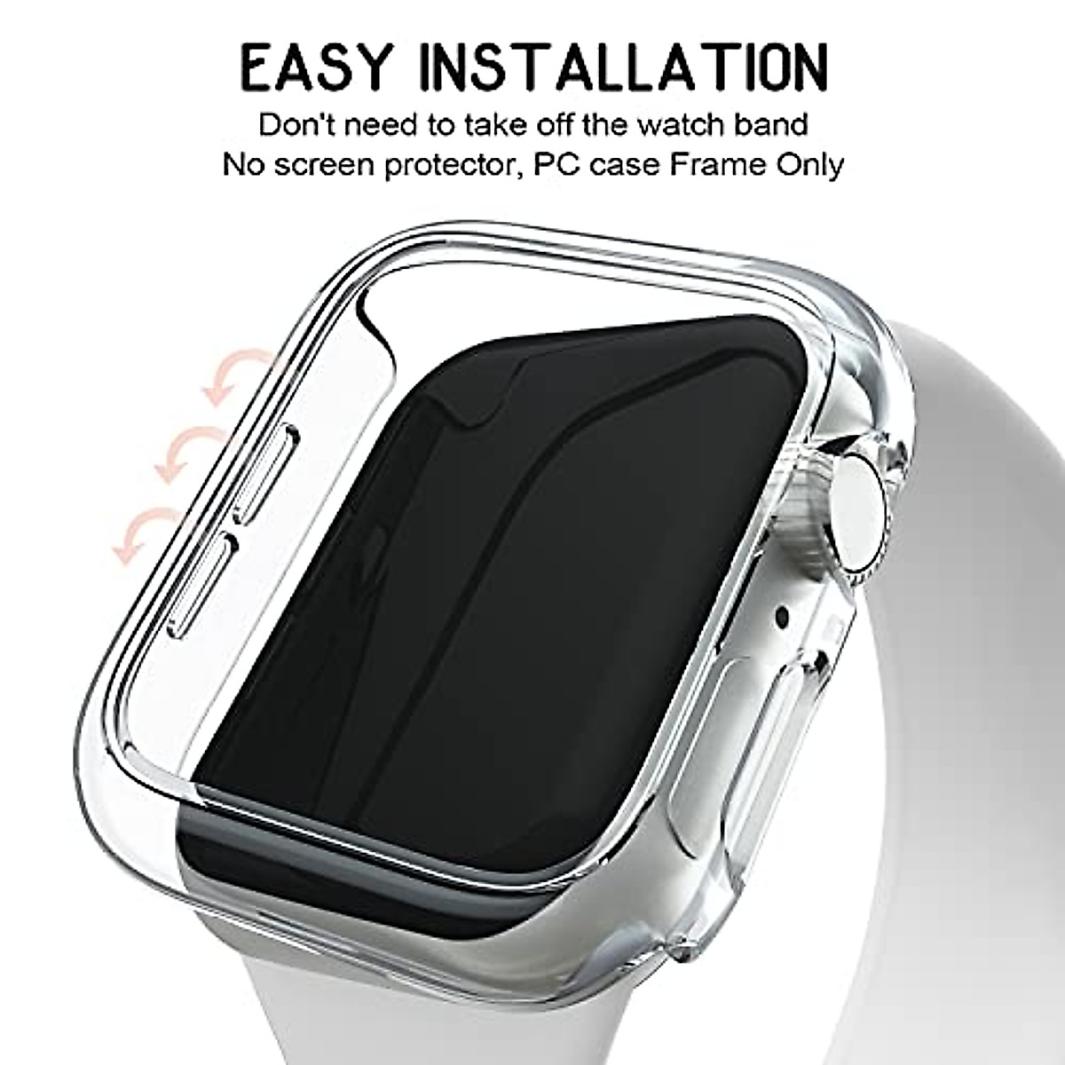 Mugust 4 Pack Compatible for Apple Watch Case 40mm [NO Screen Protector] Series 6 5 4 SE, Hard PC Bumper Case Protective Cover Frame Compatible for iWatch 40mm, Black/Rose Gold/Silver/Clear