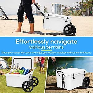 FERUERW Upgraded Cooler Wheel Kit, Universal Cooler Cart Kit for Heavy-Duty Coolers,15.5 in to 17.5 in Wide Coolers, All Terrain 12 Inch Wheels&Ratchet Straps, Roller Accessories for Camping & Beach
