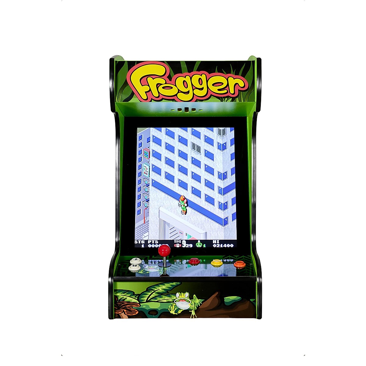 Doc and Pies Arcade Factory Classic Home Arcade Machine - Tabletop and Bartop - 412 Retro Games - Full Size LCD Screen, Buttons and Joystick (Green)