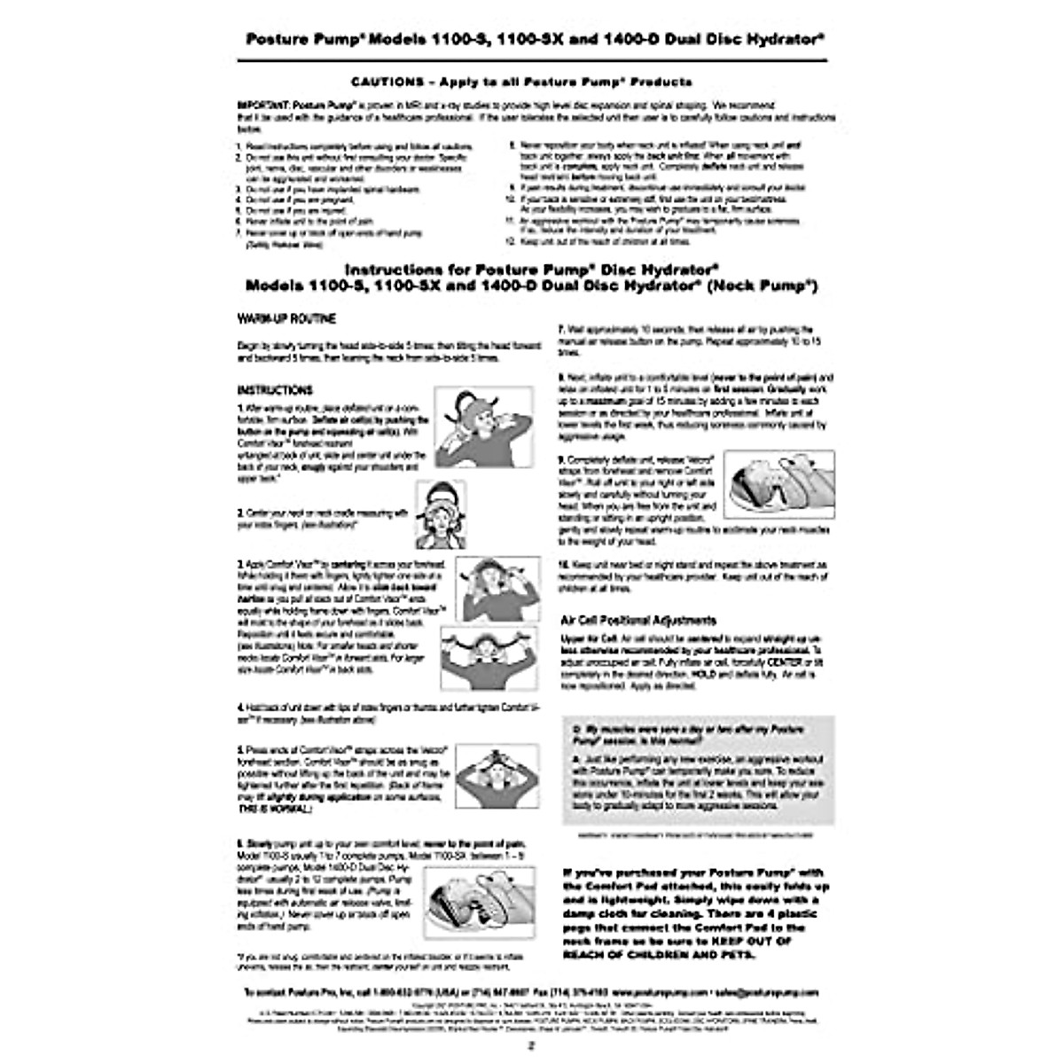Posture Pump® Neck Exercising Dual Cervical Spine Disc Hydrator® Pump | Relieves Neck & Upper Back Pain Stiffness | Neck Shoulder Pain Relief Posture Control (Dual Air Cell Model 1400-D)