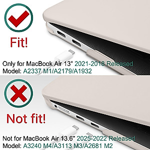 DONGKE Compatible with MacBook Air 13 inch Case 2021 2020 2019 2018 Release Model: M1 A2337 A2179 A1932, Matte Hard Case Cover for MacBook Air 13 inch with Retina Display Fits Touch ID - Stone