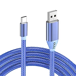 USB C Cable 3A Fast Charge, Light Up USB A to Type C Charger Cable Cord Compatible with iPhone 15/15 Plus/15 Pro/15 Pro Max, Samsung Galaxy S20 S10, Note 20 10, LG V30, Tablets, Camera, Speaker, More