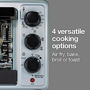 Proctor Silex Simply Crisp Toaster Oven Air Fryer Combo with 4 Functions Including Convection, Bake & Broil, Fits 6 Slices or 12” Pizza, Auto Shutoff, Black (31275)