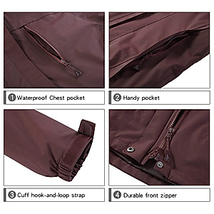 CAMEL CROWN Women's Ski Jacket Waterproof 3 in 1 Winter Jacket Windproof Warm Fleece Hooded Snowboard Mountain Snow Coat