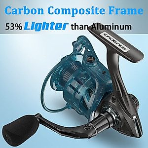Cadence Essence Spinning Reel, Lightweight Carbon Frame and Side Plates, 9 + 1 Durable & Corrosion Resistant Ball Bearing System, Smooth and Powerful Drag
