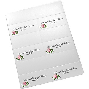 Pink Tea Rose Printable Place Cards, Set of 60 (10 Sheets), Laser & Inkjet Printers - Wedding, Party, Dinner, and Special Events - Made in the USA