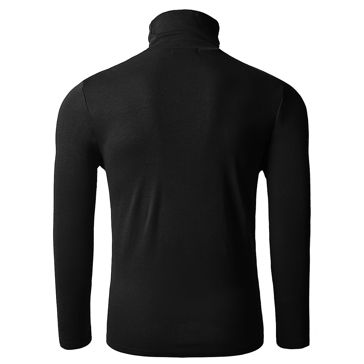 TAPULCO Long Sleeve Thermal High Neck Top for Men, Undershirts Turtleneck Pure Color Pullover Cozy Sweater Lightweight T-Shirts for Prom Black Large