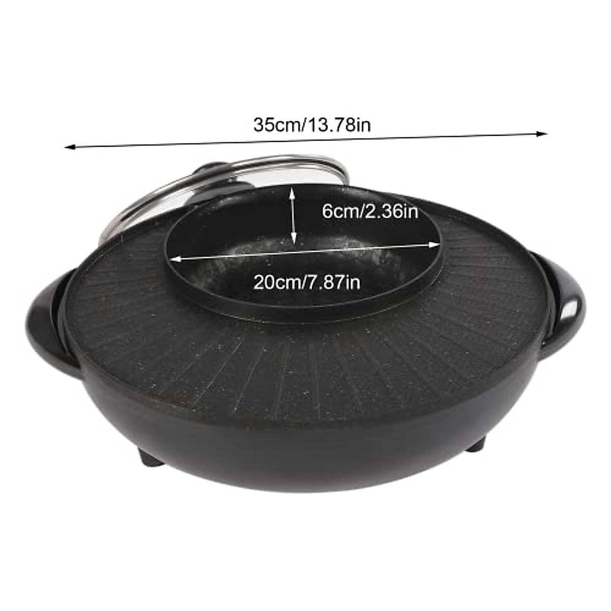 Circular Edition Hotpot Grill Combo Indoor BBQ, Electric Hot Pot with Divider, Portable Smokeless Grill,for Family and Friends Dinner