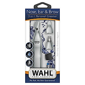 Wahl Men’s Nose Hair Trimmer, for Eyebrows, Neckline, Nose & Ear Hair, Precision Detail Trimming with Interchangeable Heads, Battery Included - Model 5545-400