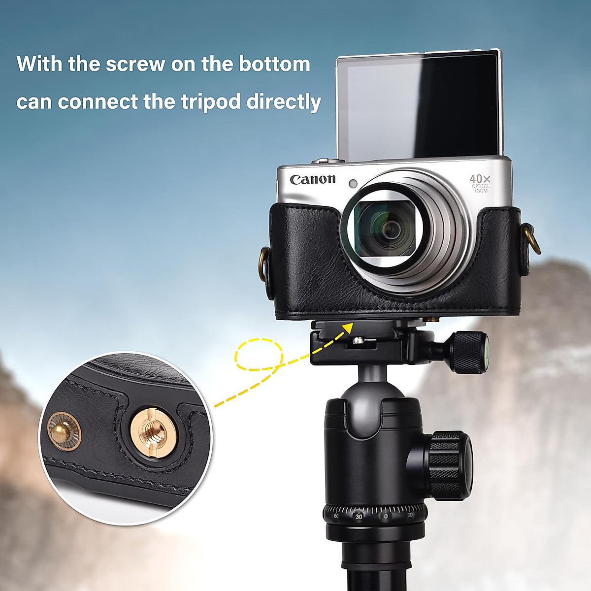 kinokoo Camera Case for Canon PowerShot SX720 HS/SX730/SX740 HS - PU Leather Protective Case with Detachable Shoulder Strap - Black