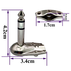 AAOTOKK Right Angle 6.35MM Adapter Golden Plated 90 Degree 3 Pole 6.35mm 1/4 Inch Stereo TRS Male Flat Pancake Style Plugs Connectors for Speaker,Patch Cable,Guitar(4 Pack/3 Pole)