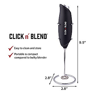 Click n Blend Handheld, Mini Electric Drink Mixer, Foamer & Frother for Protein Shakes, Coffee, Lattes