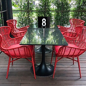 BEZAZZLED Table Numbers 1-100 Acrylic Double Side Numbered Table Plastic Restaurant Wedding Table Number Table Tent Numbers Cards Signs for Party Banquets Wedding Reception, Foodservice Double Side Plastic Table Numbers, 4" x 4" White on Black (100)