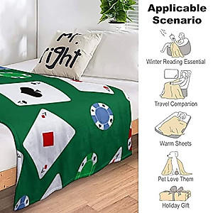Fleece Blanket Poker Chips Flannel Blanket Print Plush Blanket Super Soft Throw Blanket for Bedroom Office 50"x60"