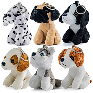 PREXTEX Plush Puppies Set - 6 Small Dog Stuffed Animals with Keychains | 5-Inch Cozy & Cute Puppy Toys for 3-5+ Year Olds