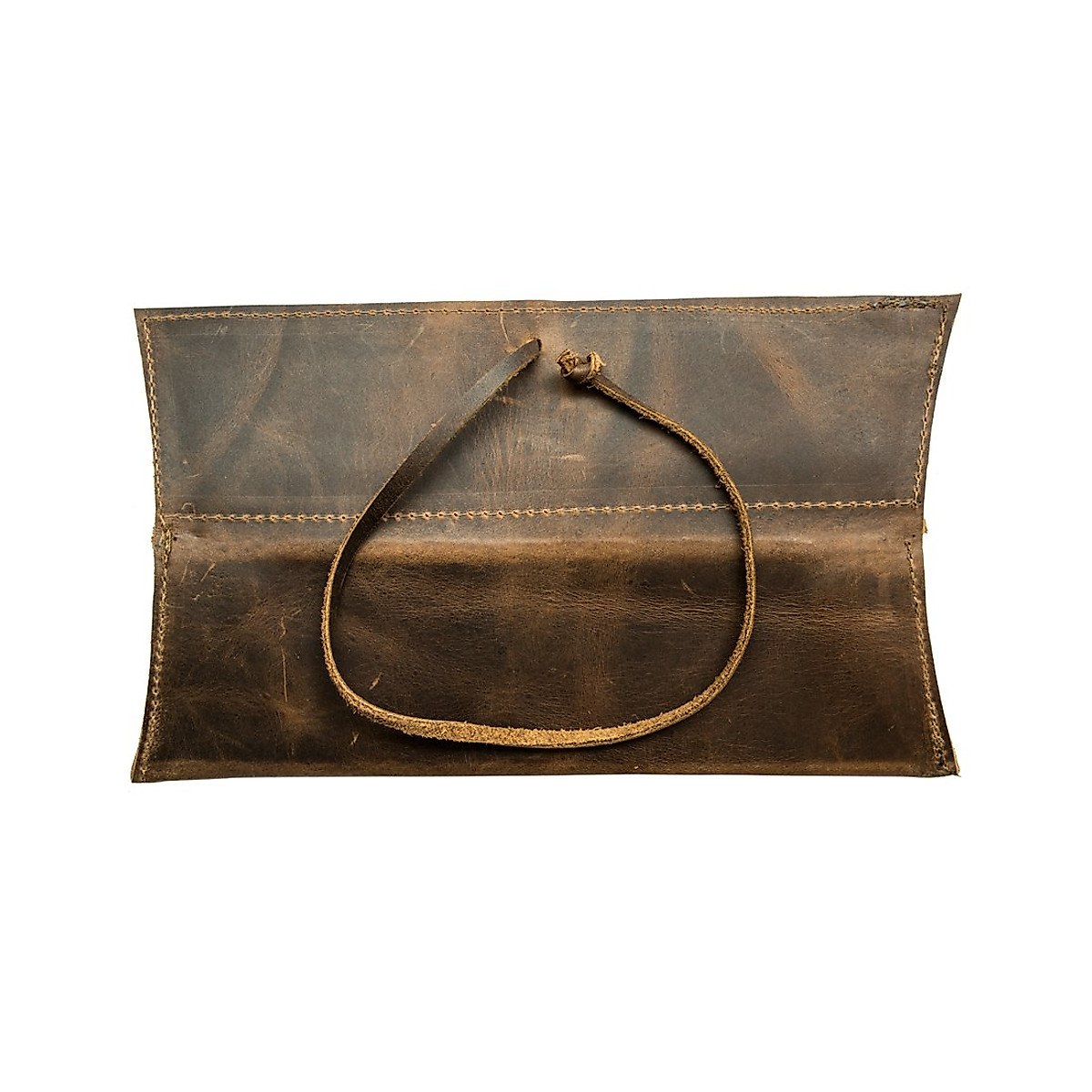 Hide & Drink, Rustic Leather Pencil Case (Small Personal Items) Artist Carpenter Slim Roll Handmade :: Bourbon Brown