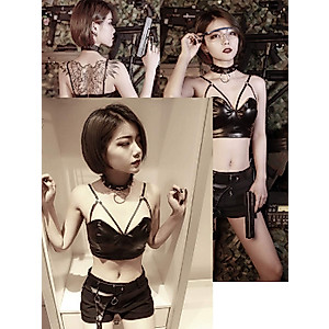 ACEDRE Fashion Women Men Cool Punk Goth Metal Spike Studded Link Leather Collar Choker Necklace