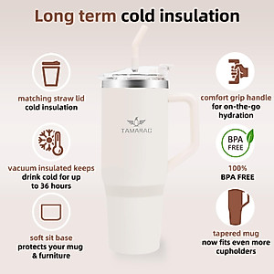 Tamarac 40 oz tumbler With Handle and Straw Lid Travel Mug Straw Covers Cup with Lid Travel Mug Vacuum Insulated Stainless Steel Mug with Sip-It-Your-Way Lid